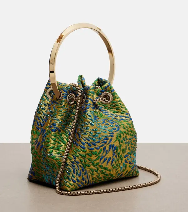 JIMMY CHOO Bon Bon Brocade Bucket Bag