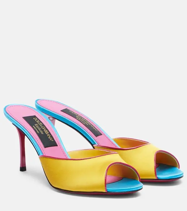 Dolce & Gabbana Keira Satin Mules - Yellow