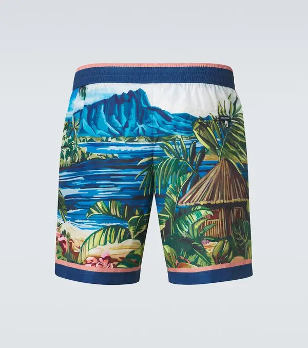 Dolce & Gabbana Printed Swim Trunks - Blue