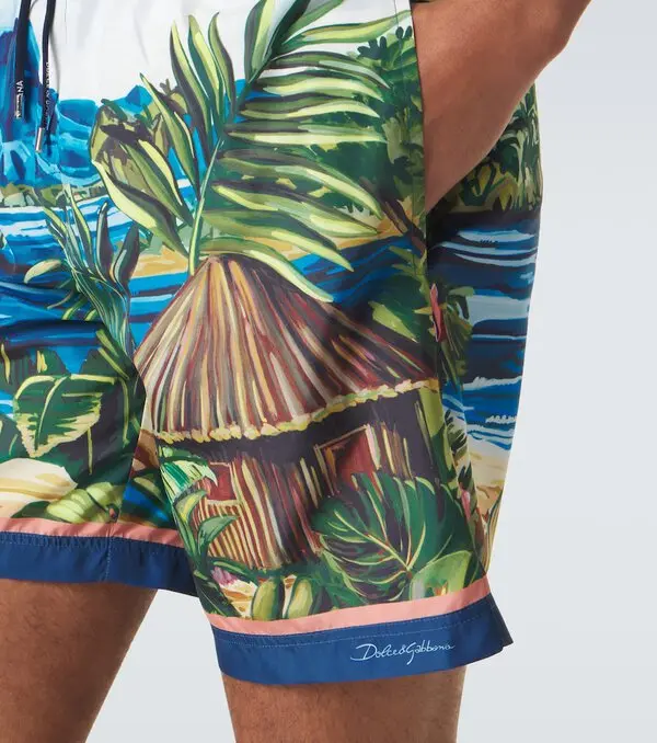 Dolce & Gabbana Printed Swim Trunks - Blue