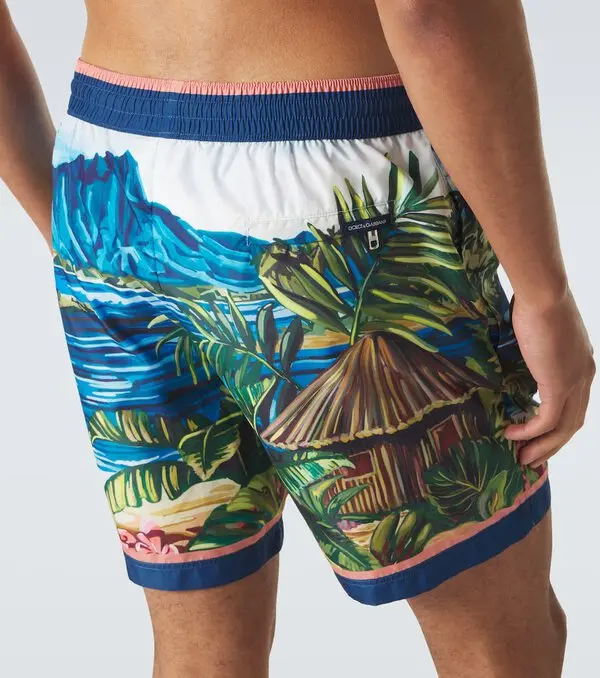 Dolce & Gabbana Printed Swim Trunks - Blue