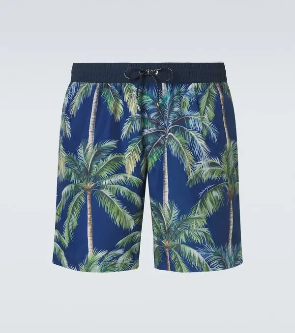 Dolce & Gabbana Printed Swim Trunks - Blue
