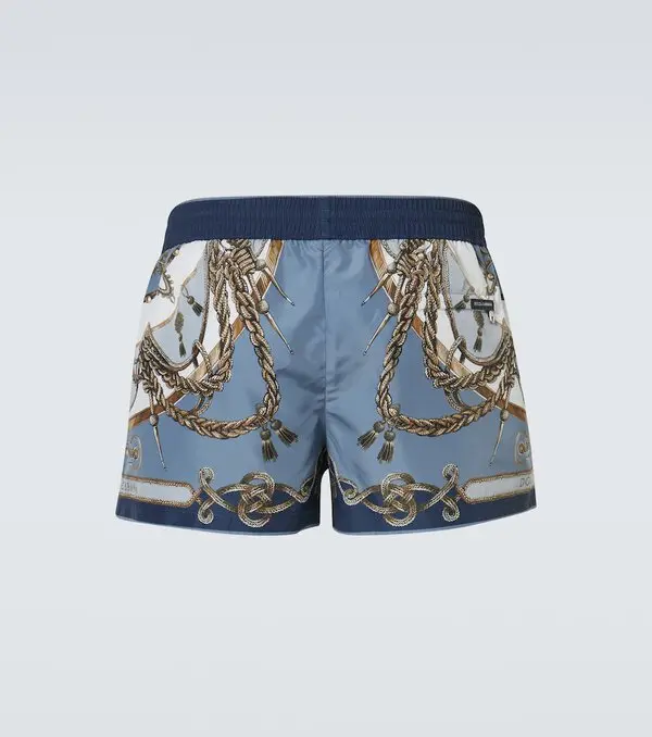 Dolce & Gabbana Printed Swim Trunks - Blue