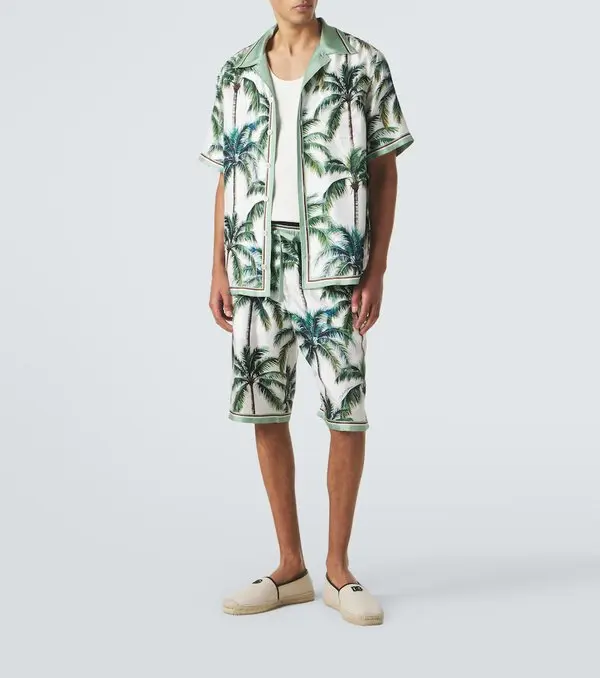Dolce & Gabbana Printed Silk Twill Shorts - White