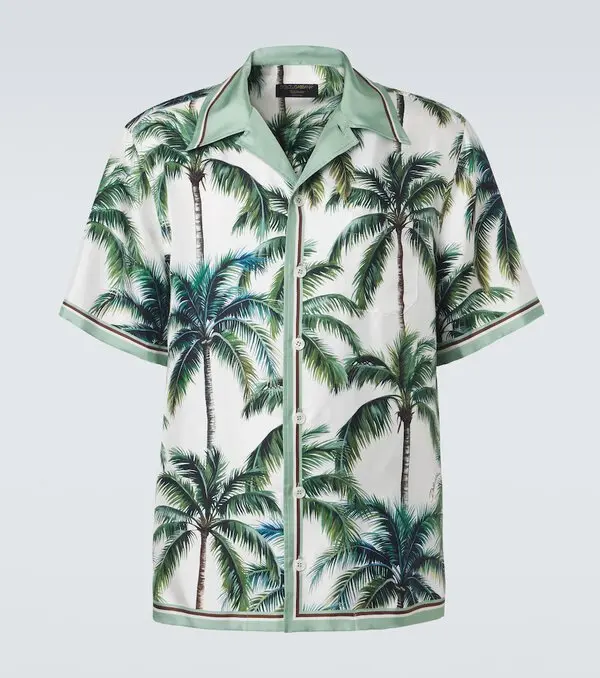 Dolce & Gabbana Printed Silk Twill Shirt - White