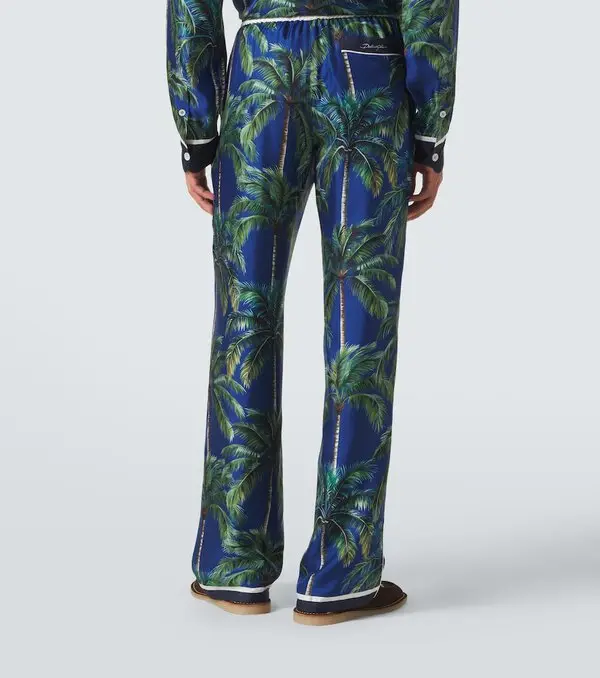 Dolce & Gabbana Printed Silk Twill Straight Pants