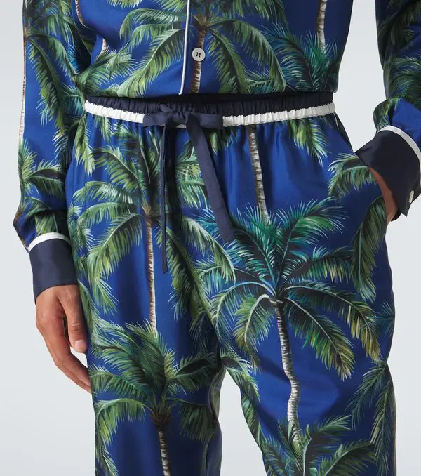 Dolce & Gabbana Printed Silk Twill Straight Pants