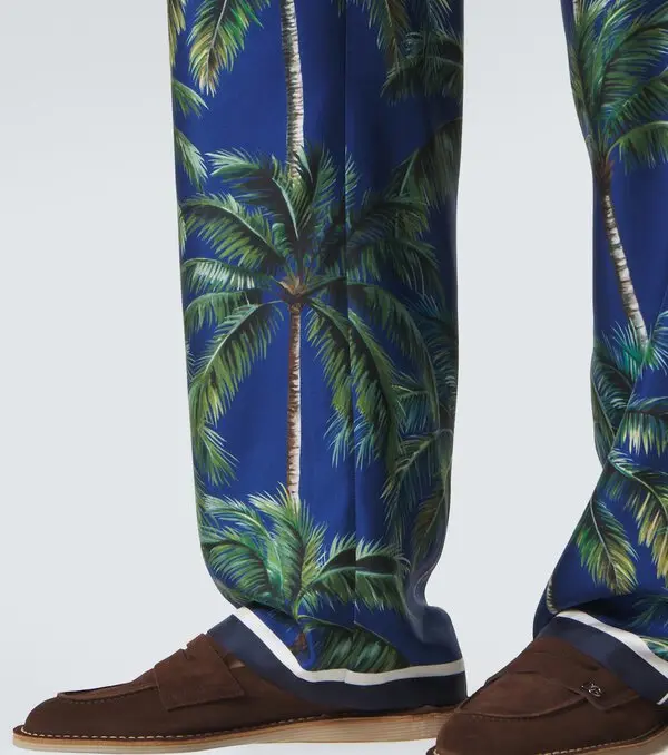 Dolce & Gabbana Printed Silk Twill Straight Pants