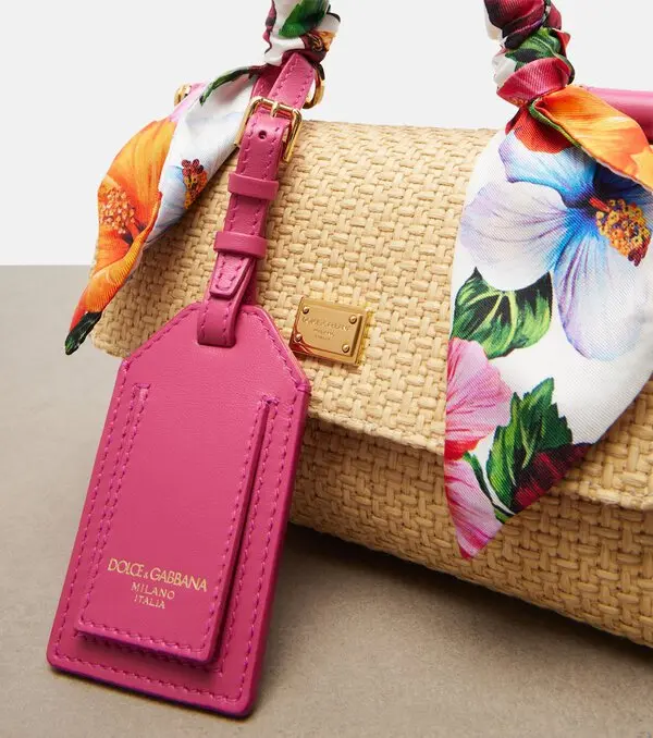 Dolce & Gabbana Sicily Small Raffia-effect Top-handle Bag - Beige