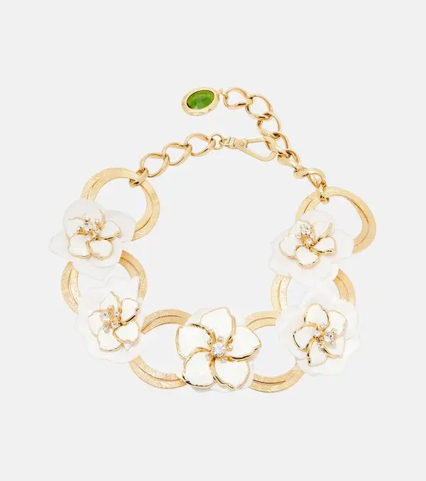 Dolce & Gabbana Embellished Floral Link Necklace - Gold