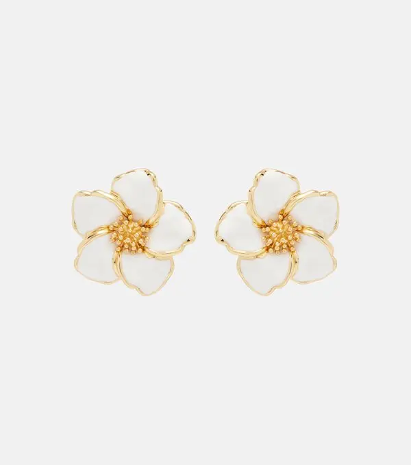 Dolce & Gabbana Floral Enamel Clip-on Earrings - White