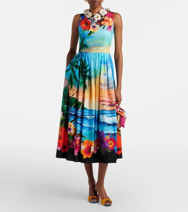 Dolce & Gabbana Printed Cotton Midi Dress