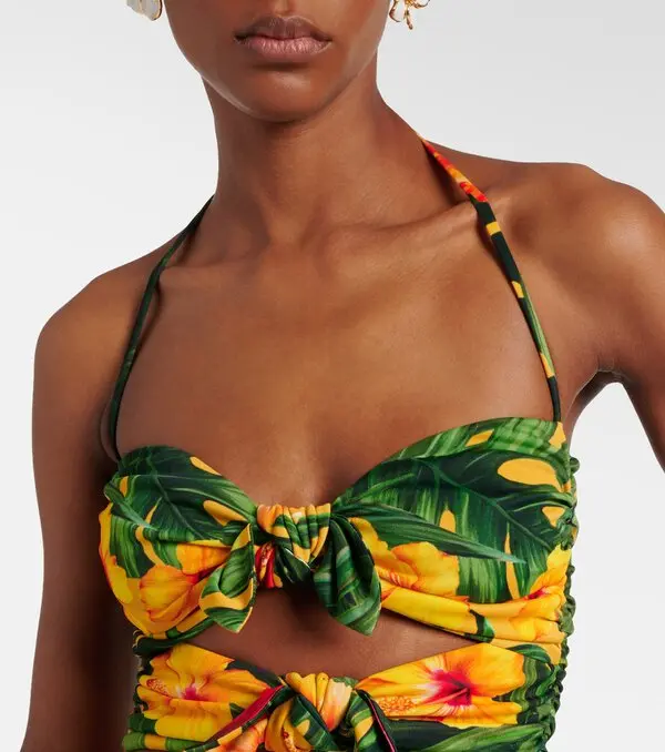 Dolce & Gabbana Floral Halterneck Crop Top - Multicoloured