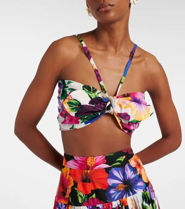 Dolce & Gabbana Bow-detail Floral Cotton Bra Top