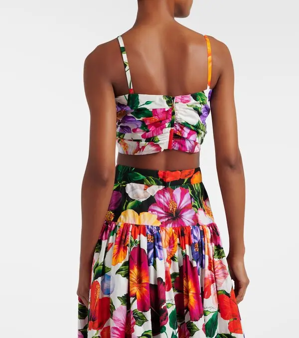 Dolce & Gabbana Bow-detail Floral Cotton Bra Top