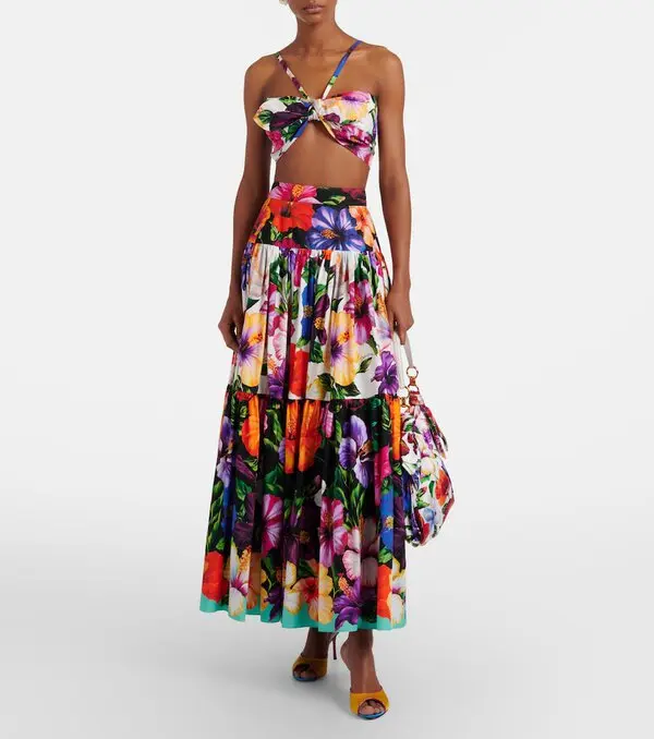 Dolce & Gabbana Bow-detail Floral Cotton Bra Top