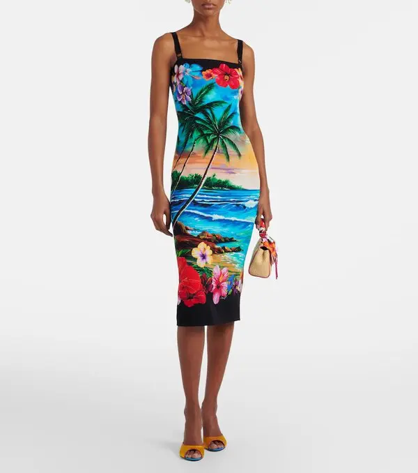 Dolce & Gabbana Printed Silk-blend Midi Dress