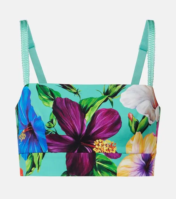 Dolce & Gabbana Floral Silk-blend Crop Top - Multicoloured