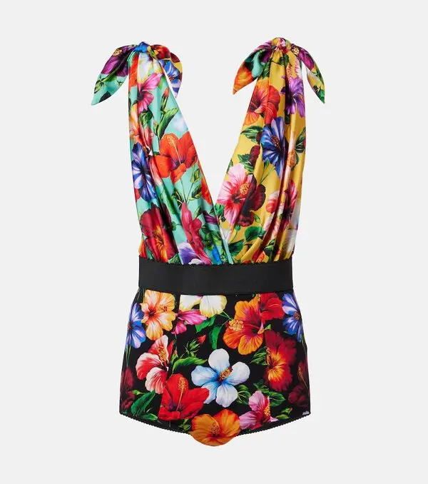 Dolce & Gabbana Floral Silk-blend Playsuit - Multicoloured