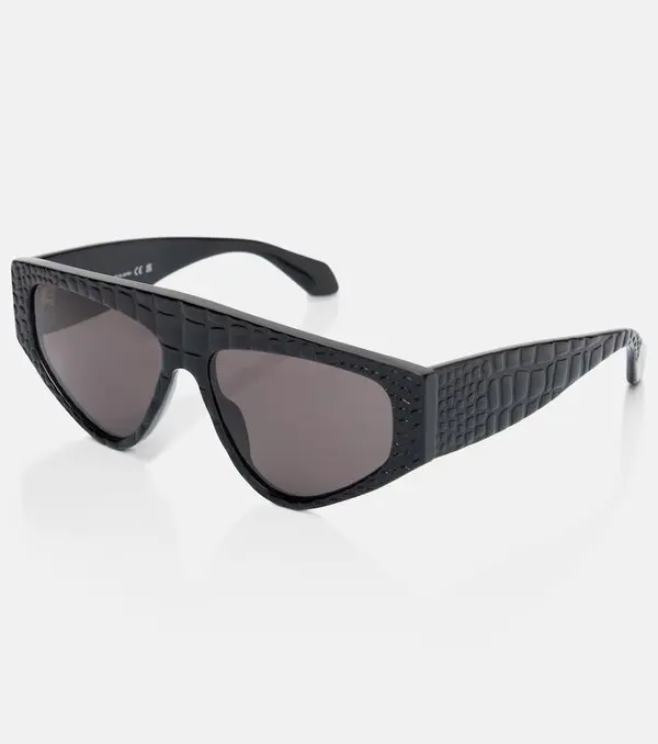 Alaïa Lettering Logo Flat-top Sunglasses - Black