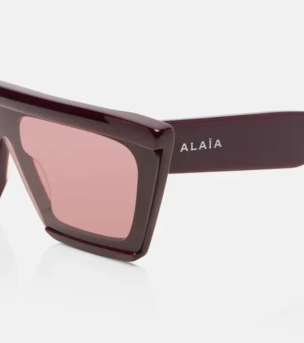 Alaïa Lettering Logo Flat-top Sunglasses - Red