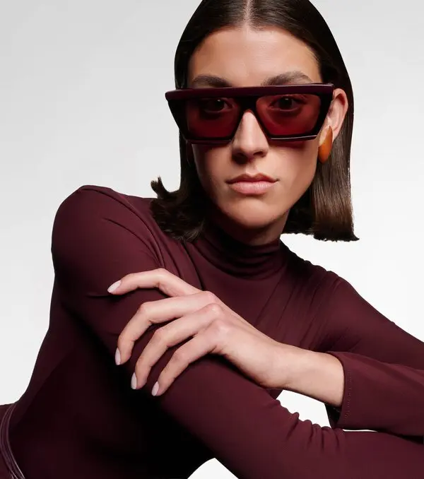 Alaïa Lettering Logo Flat-top Sunglasses - Red