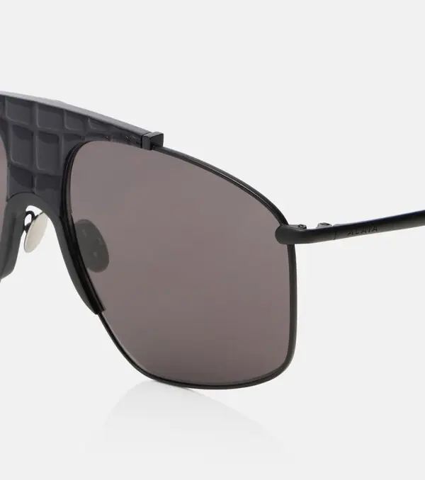 Alaïa Aviator Sunglasses With Lettering Logo - Black