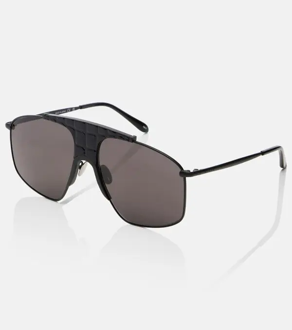 Alaïa Aviator Sunglasses With Lettering Logo - Black
