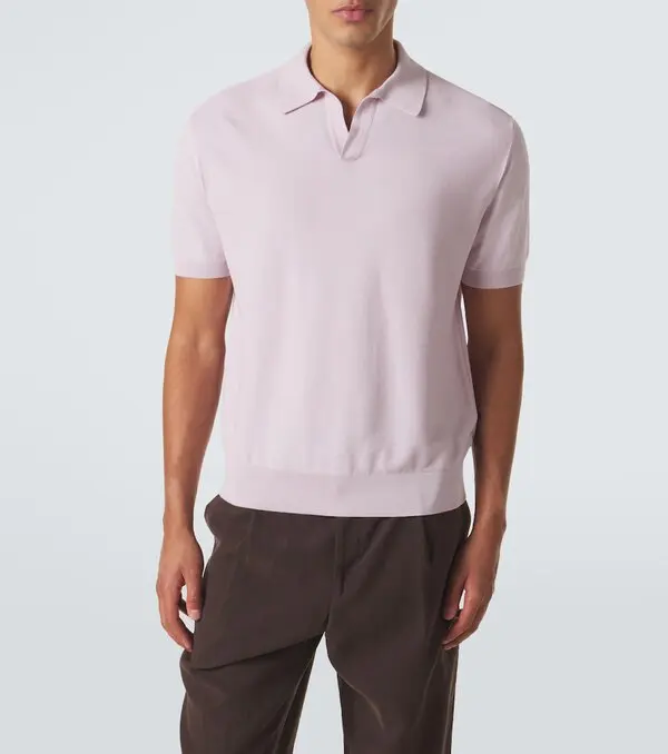 Canali Cotton And Silk Polo Shirt - Pink