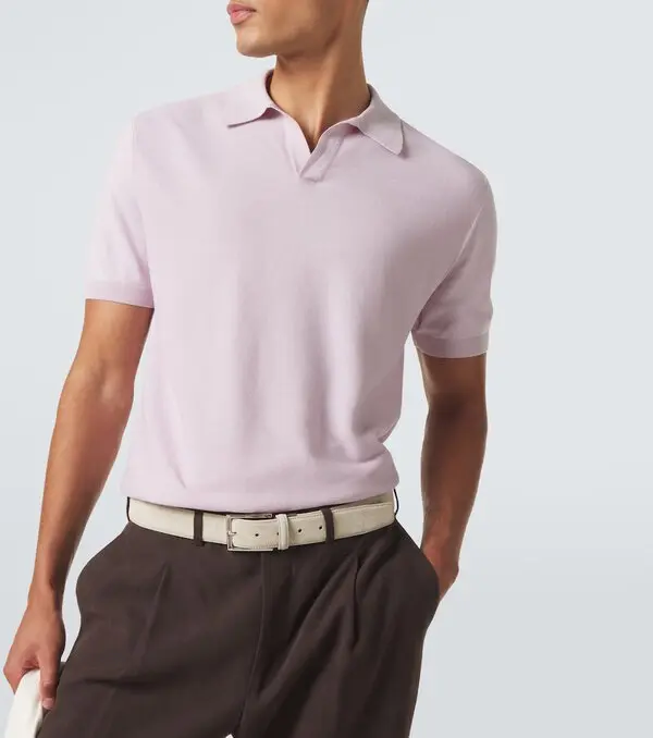 Canali Cotton And Silk Polo Shirt - Pink