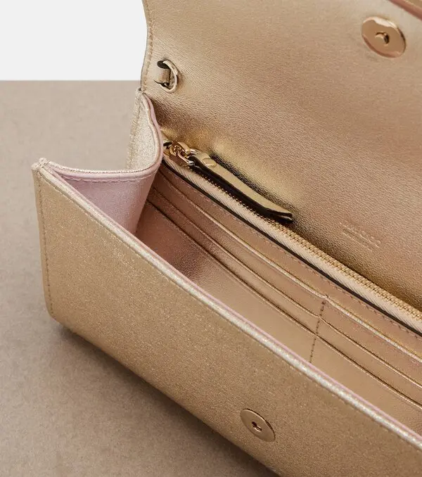 JIMMY CHOO Emmie Small Metallic Leather Clutch - Gold