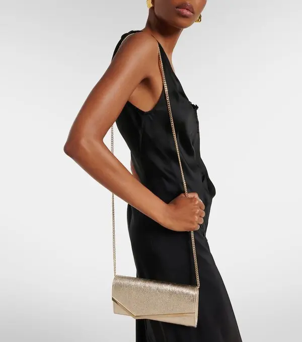 JIMMY CHOO Emmie Small Metallic Leather Clutch - Gold