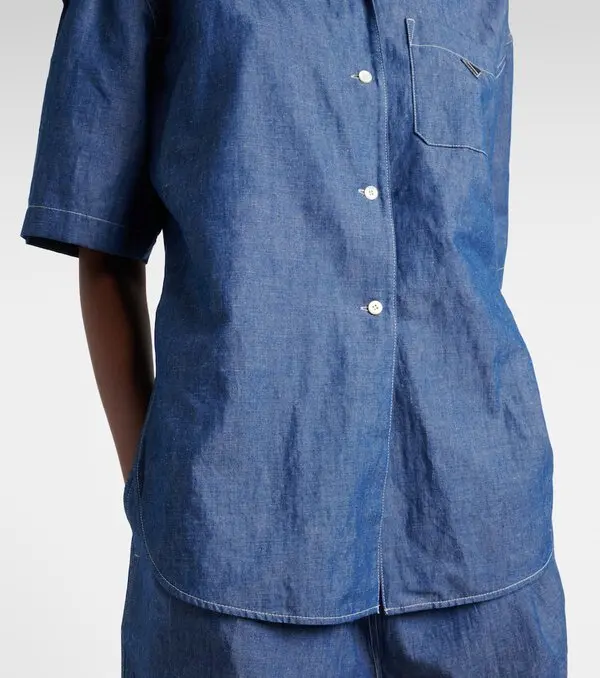 Prada Cotton And Linen Chambray Romper