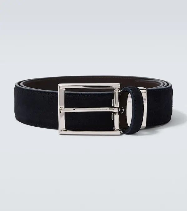 Canali Suede Leather Belt - Blue