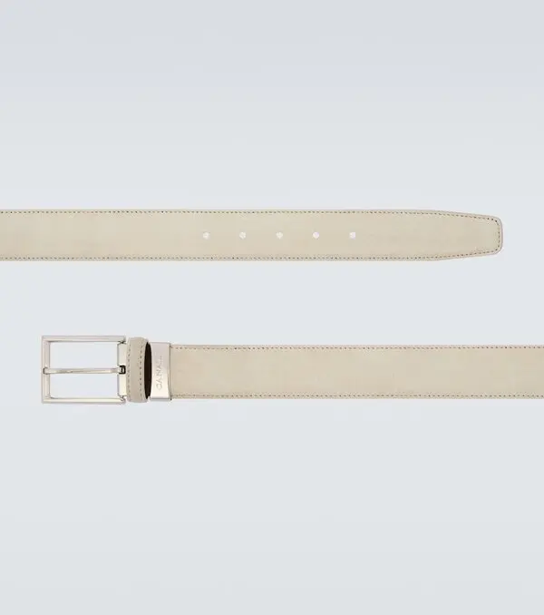 Canali Suede Leather Belt - White