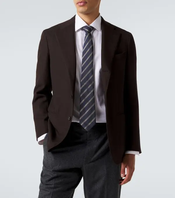 Canali Striped Silk And Wool Tie