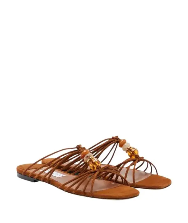 JIMMY CHOO Lova Beaded Suede Sandals - Brown