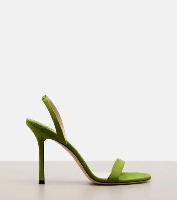 JIMMY CHOO Suede Slingback Sandals - Green