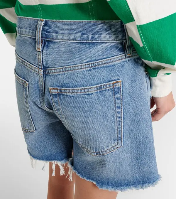 FRAME The Long Hang Denim Shorts - Blue