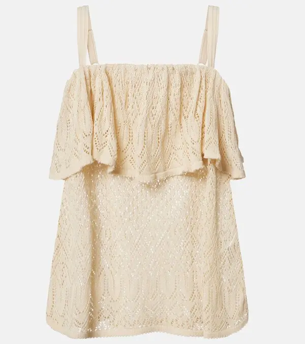 Zimmermann Mahon Knitted Lace Top - Beige