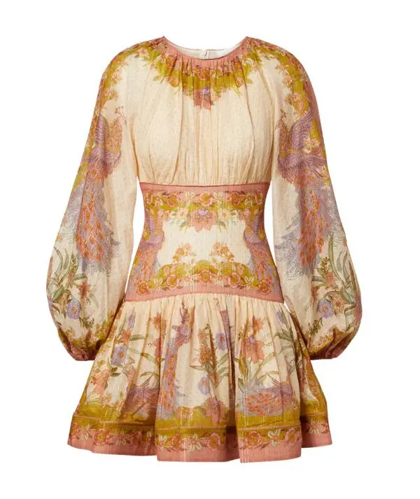 Zimmermann Indra Cotton And Silk-blend Minidress In Chartreuse Scarf Floral - Multicoloured