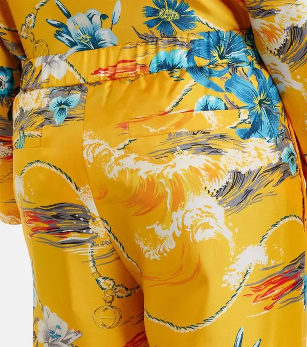 Gucci Flora Silk Palazzo Pants - Yellow