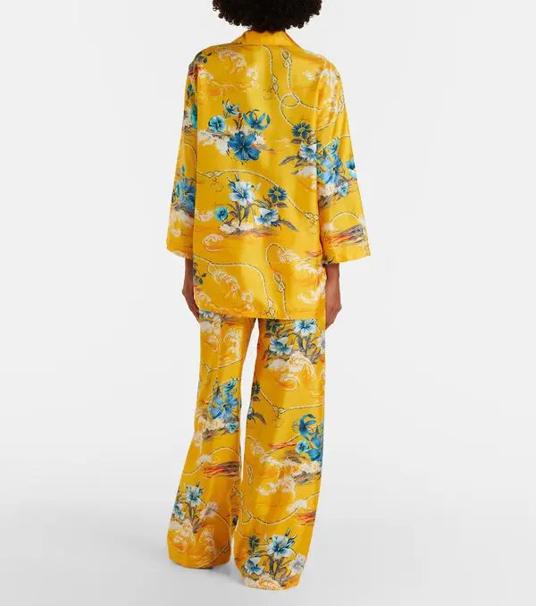 Gucci Flora Silk Palazzo Pants - Yellow