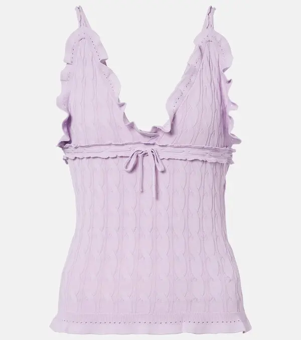 Gucci Ruffled Cable-knit Top - Purple