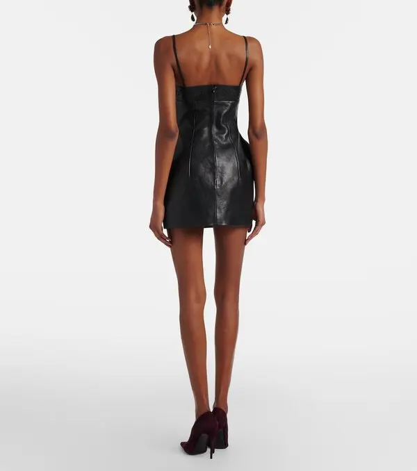 Magda Butrym Ivory Glow Leather Mini Dress