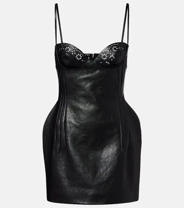 Magda Butrym Ivory Glow Leather Mini Dress - Black