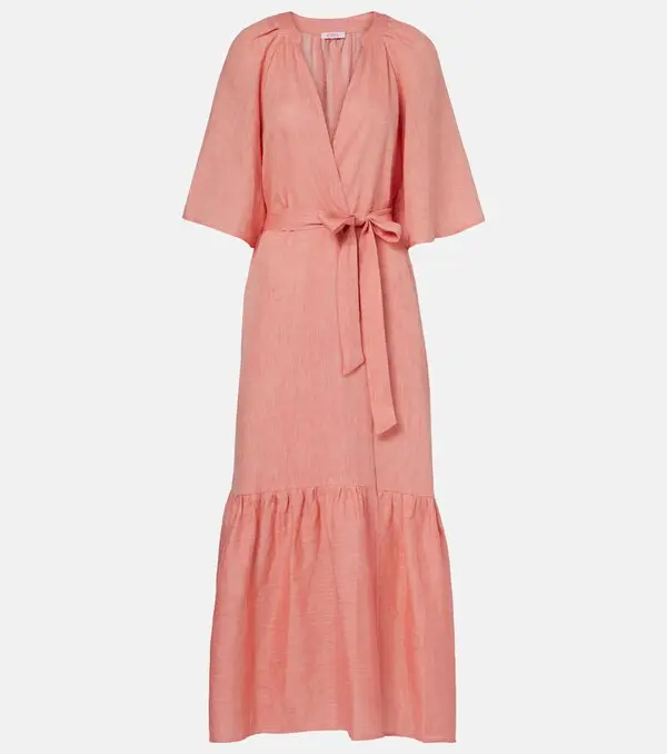 ERES Audacieuse Belted Linen Maxi Dress - Pink