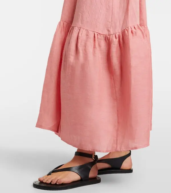 ERES Audacieuse Belted Linen Maxi Dress - Pink