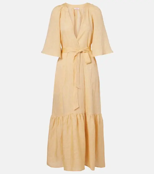 ERES Audacieuse Belted Linen Maxi Dress - Yellow