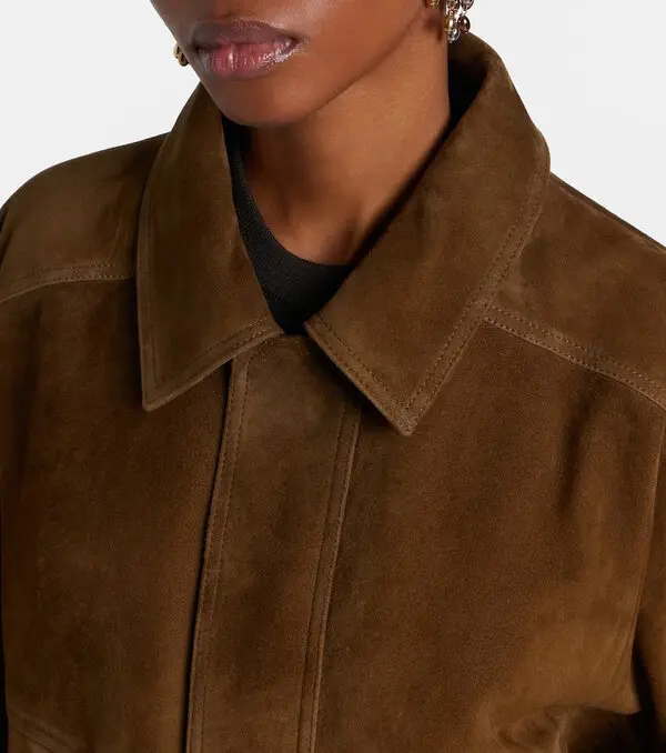 Nour Hammour Dalma Suede Blouson Jacket - Brown